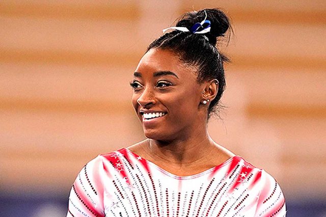 Simone Biles Looks Incredibly Toned While Rocking A Powder Blue Bikini ...